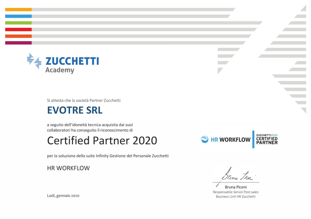 Evotre Partner certificato 2020 Ago Infinity