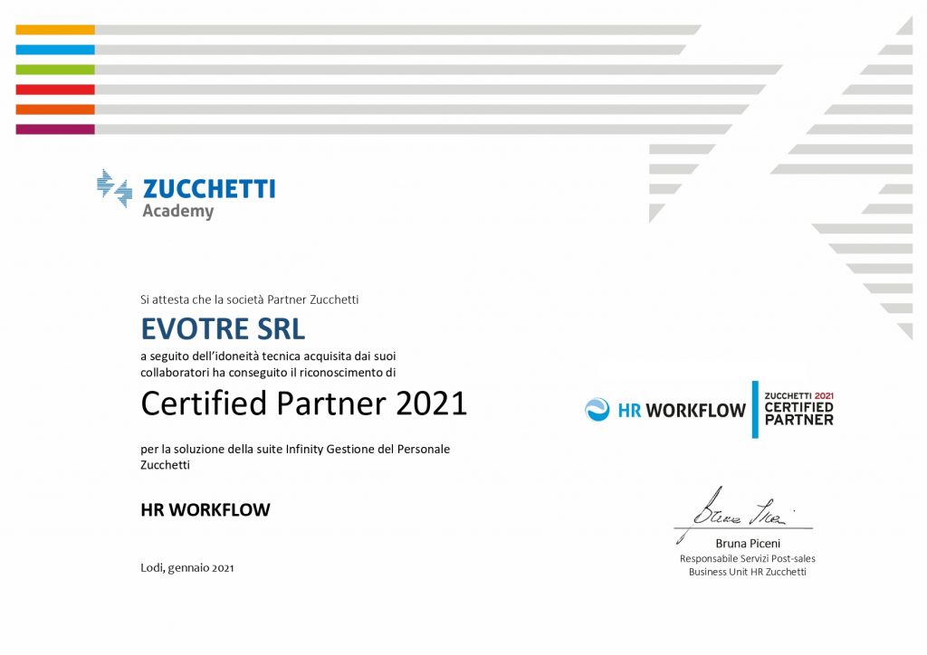 Evotre Certified Partner 2021 Zucchetti